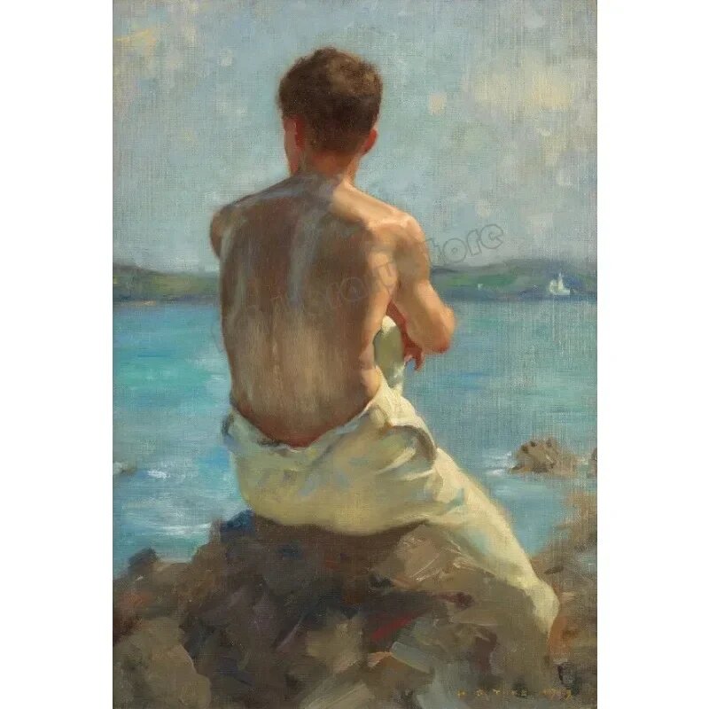 Портрет мужчины у моря, 30x40см, холст, Цвет: 6