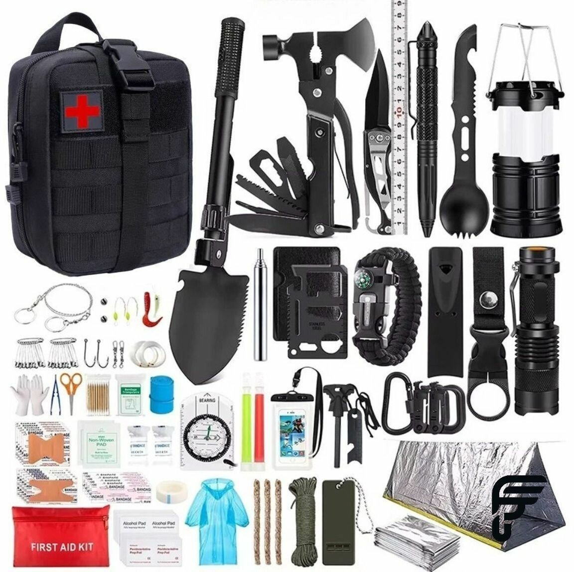 Эксклюзивный аварийный комплект для кемпинга и экстремального выживания представлен в компактном наборе