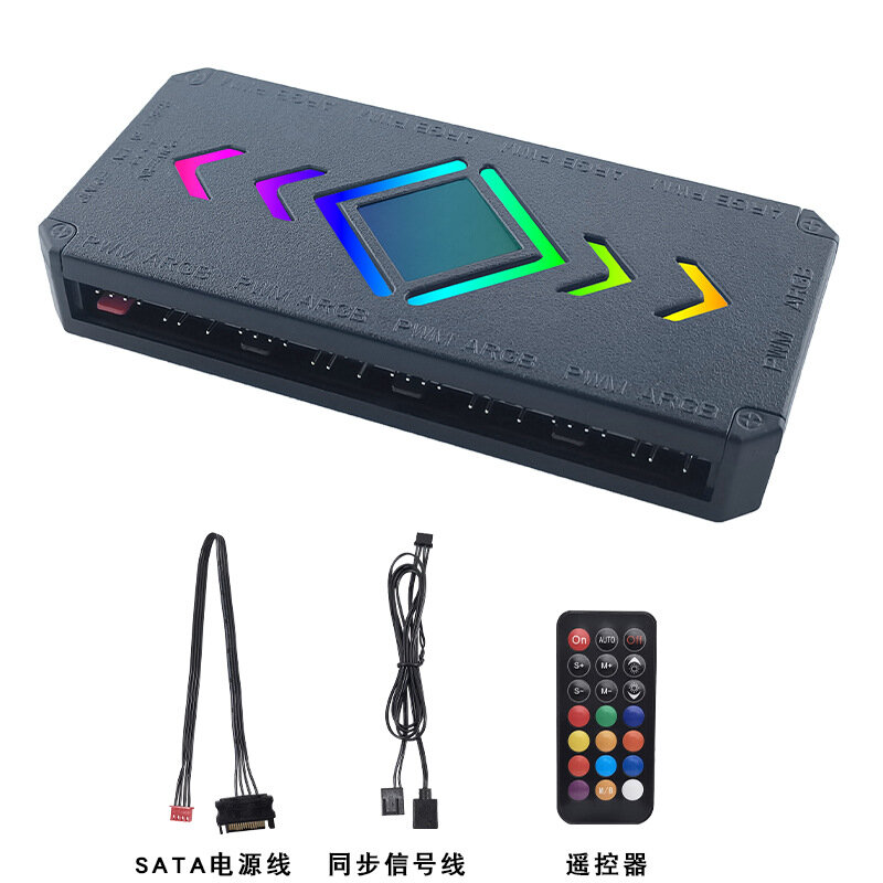 Контроллер ARGB 5V 3-контактный для корпусного вентилятора, хаб для охлаждения компьютера, RGB синхронизация, PWM, контроль температуры