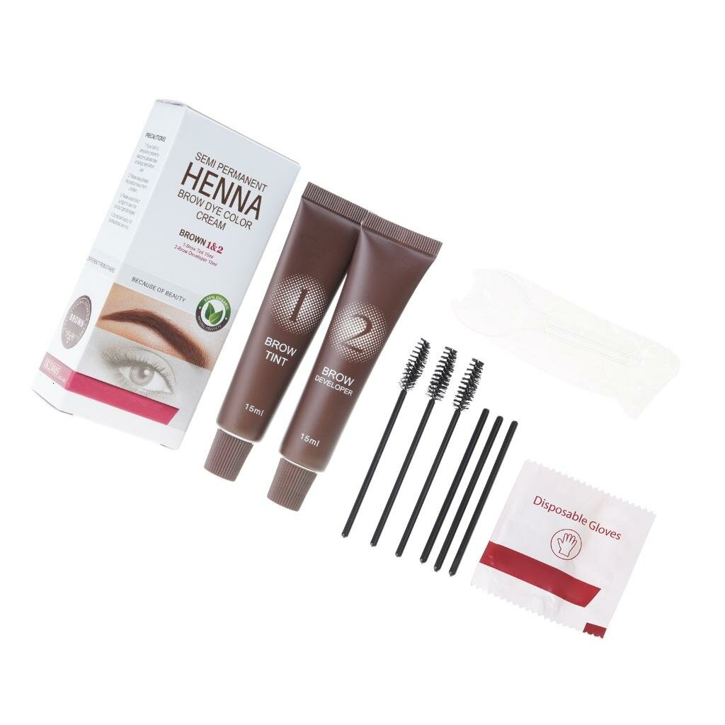 Краска для бровей и ресниц, коричневый и черный цвета, Коричневый