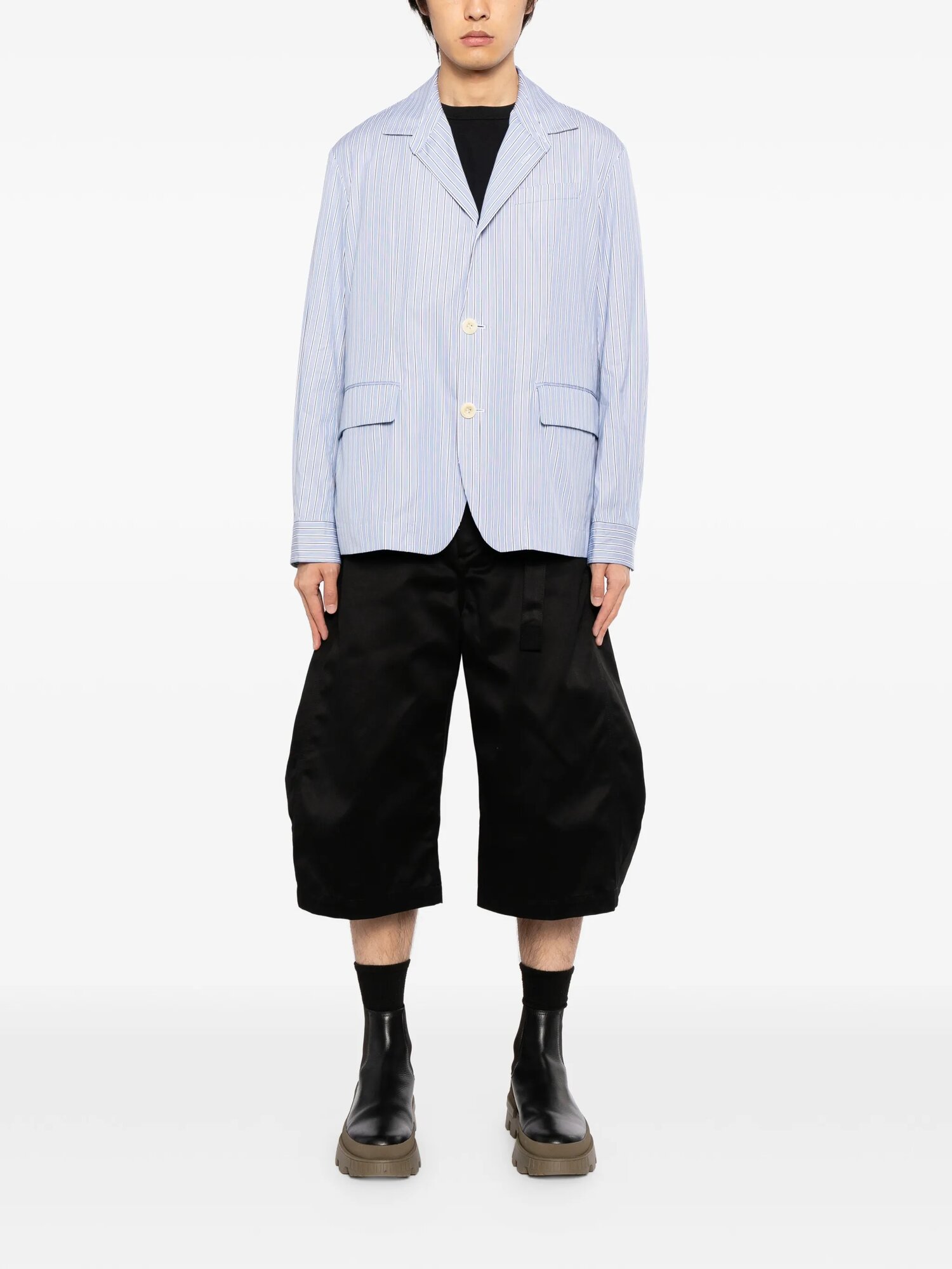 Куртка Sacai Striped poplin shirt jacket, размер 48, синий — фото 1