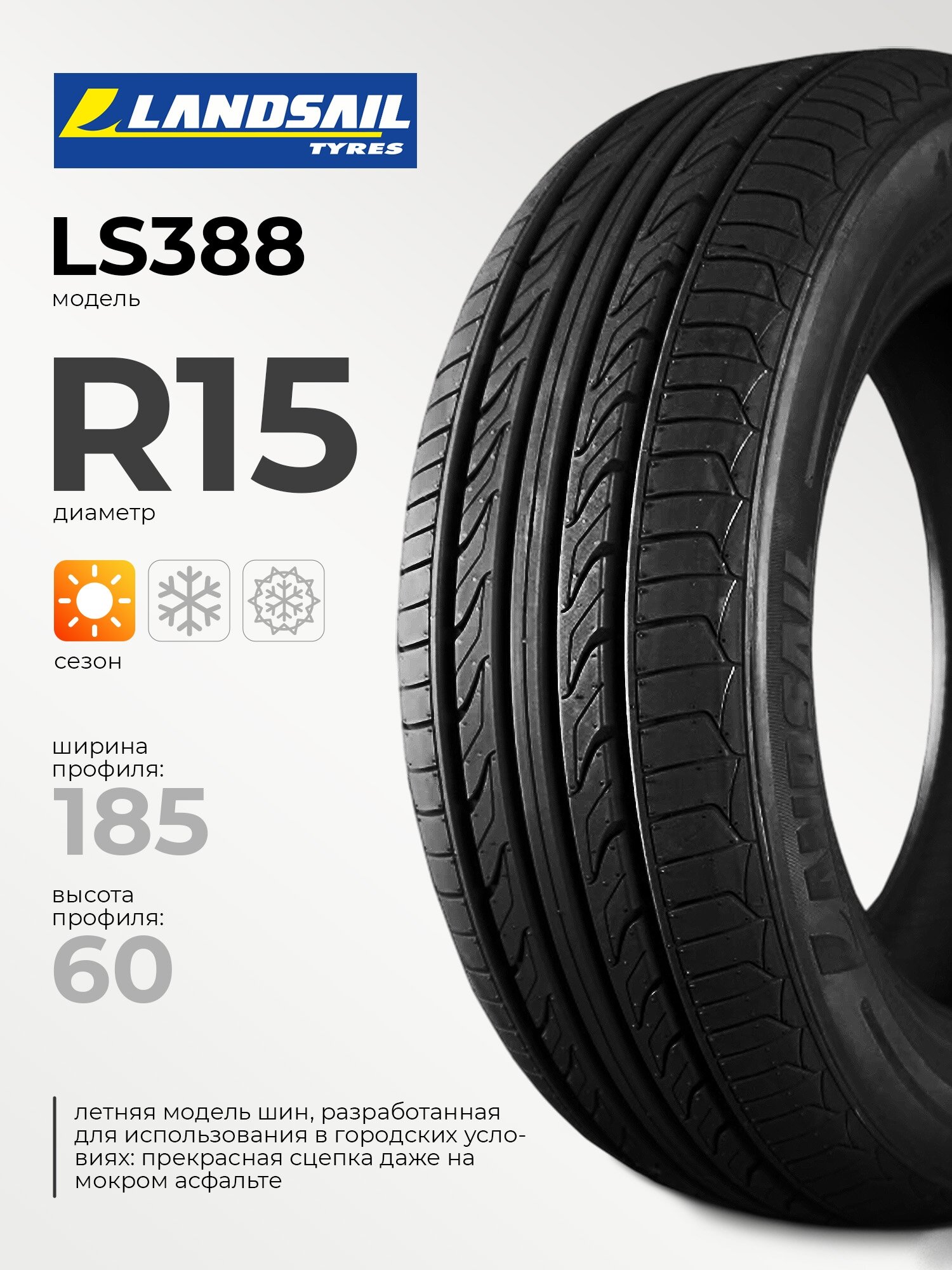Летние шины Landsail LS388 185/60 R15 84H