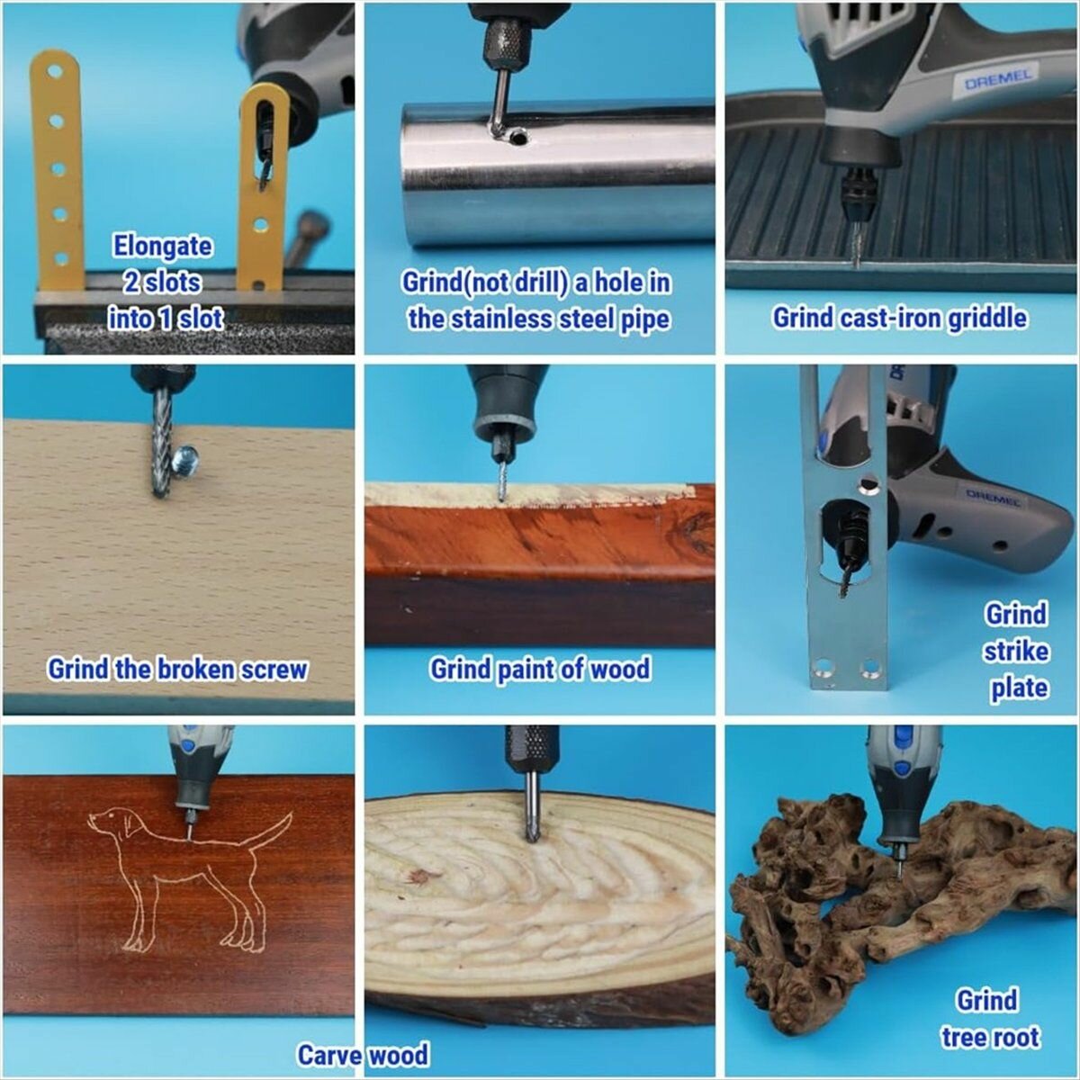 Набор из 3 колпачков и 20 твердосплавных фрез с хвостовиком 1/8 дюйма, совместимых с деревом, камнем и сталью, для роторного инструмента.