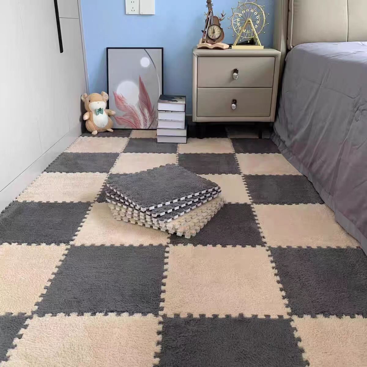 Коврик-пазл Плюшевая, зимний, текстиль, 10 элементов, 30x30 см（высокое качествопопулярный）