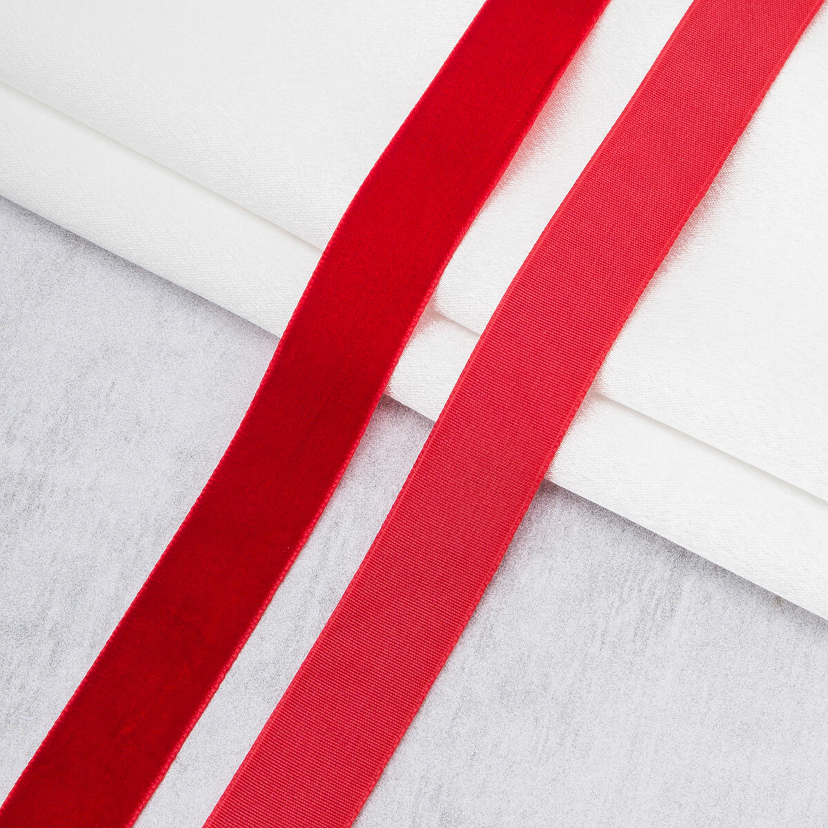 Лента бархатная для рукоделия Айрис, 0081-1901, 2 см*32,9 м (8539 красный)