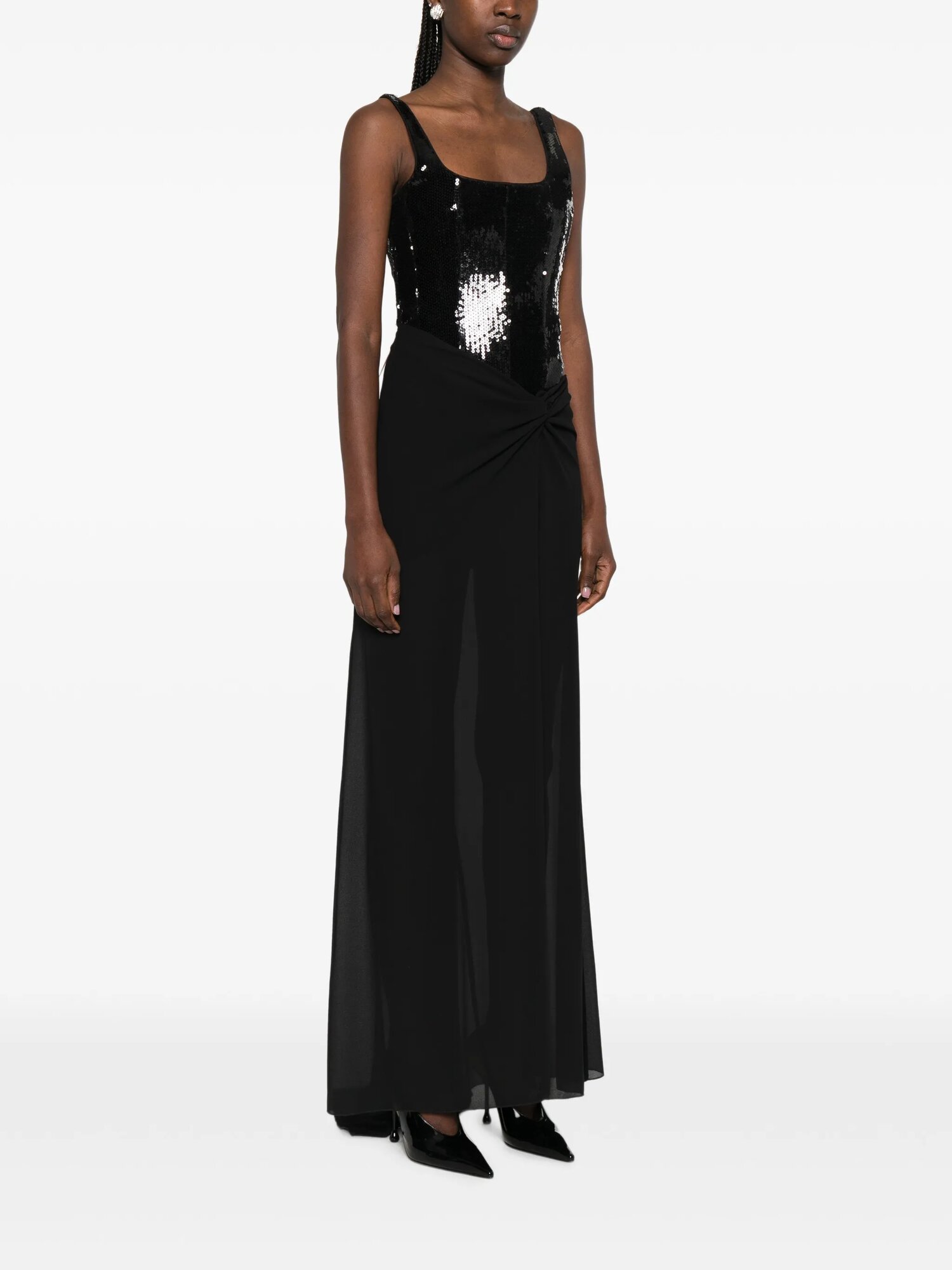 Платье PATRIZIA PEPE Sequin-bustier maxi dress, размер 38, black/black — фото 1