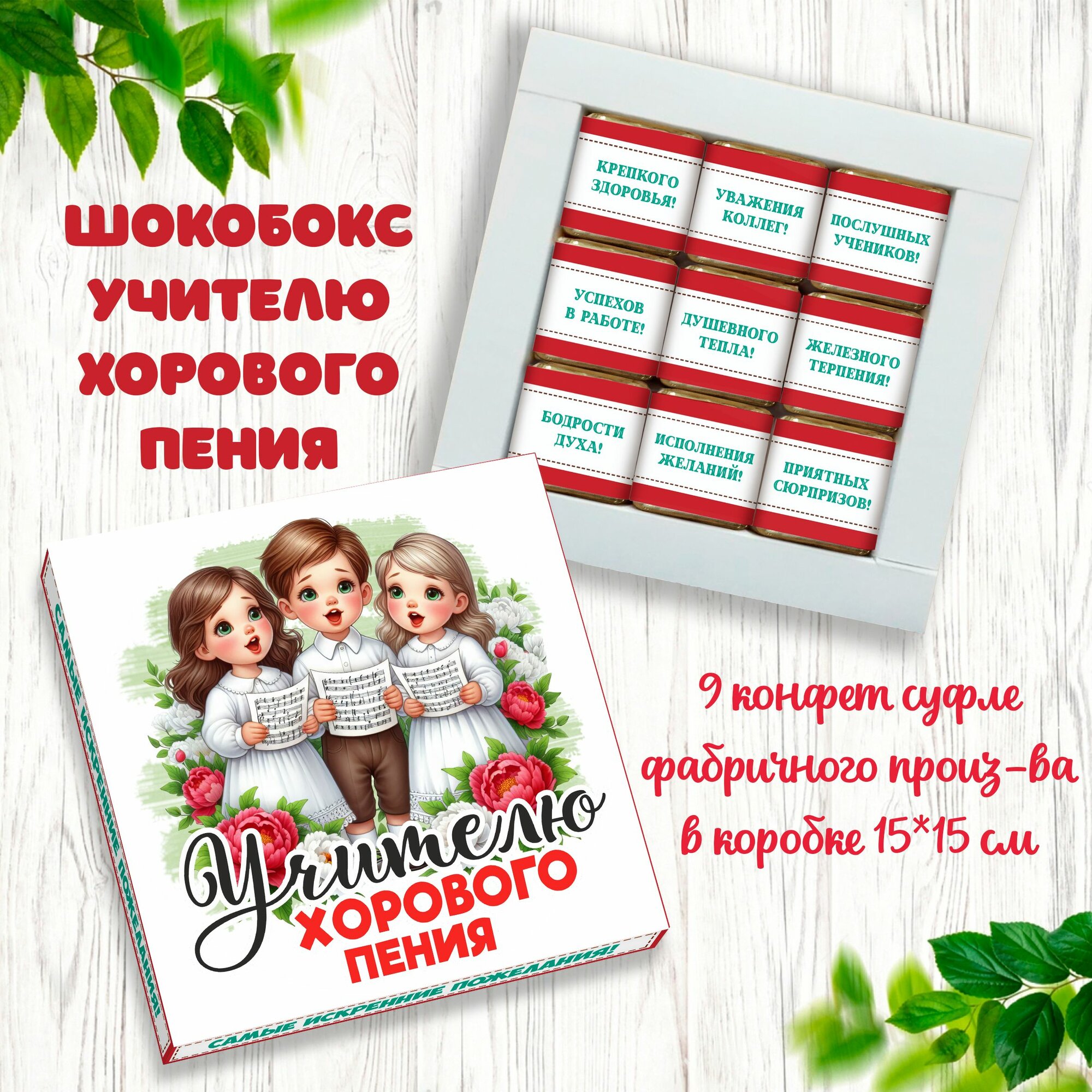 Шокобокс учителю хорового пения. подарочный набор конфет для учителя хора. 9 конфет. 1 коробка