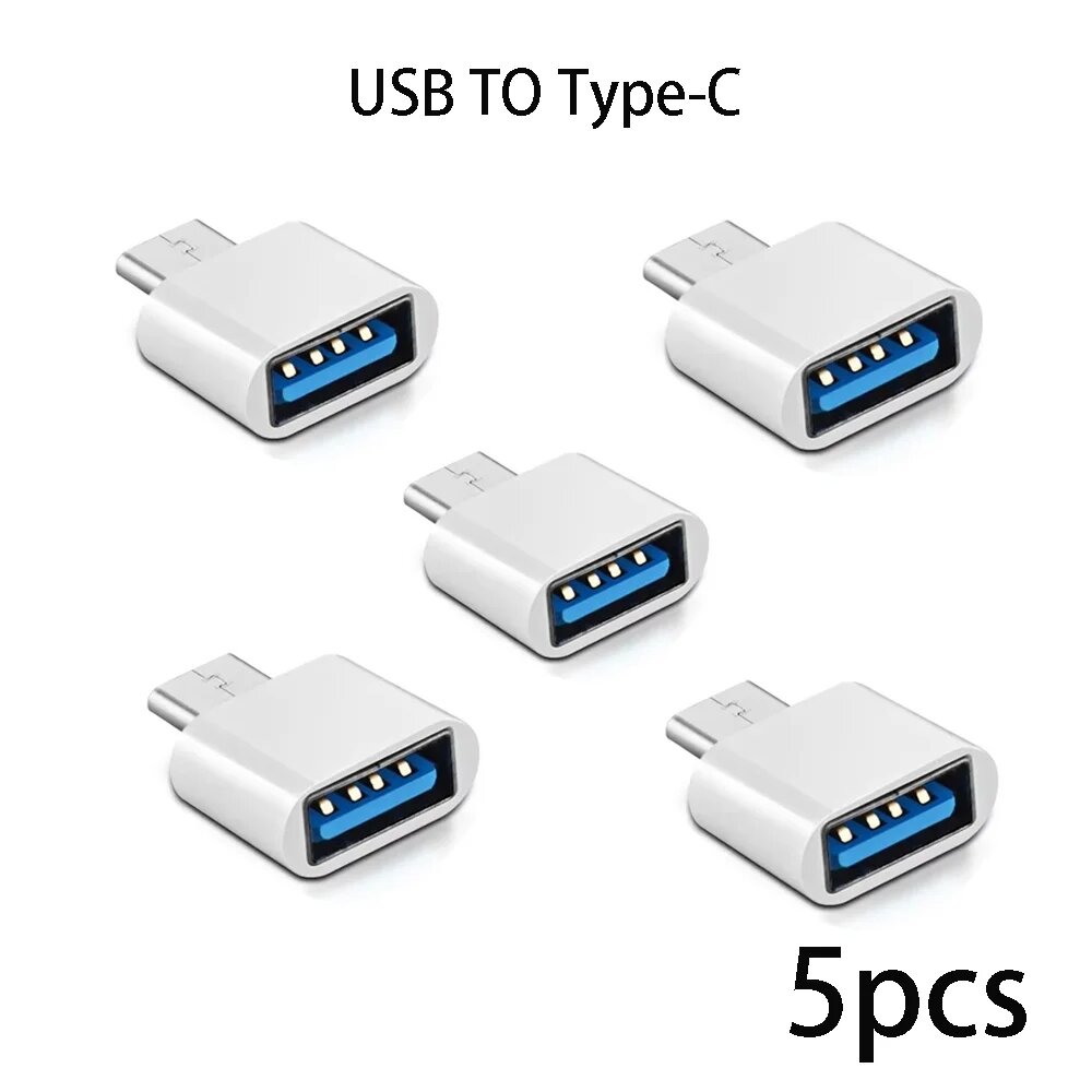 Мини-адаптер Type-C На USB 3.0 OTG Для MacBook Pro, iPad Mini 6, MacBook Air, Белый, White 5pcs