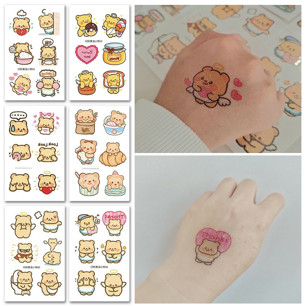 Наклейки-тату с блестками «Капибара», наклейки на лицо, праздничные подарки, милые мультяшные наклейки для украшения