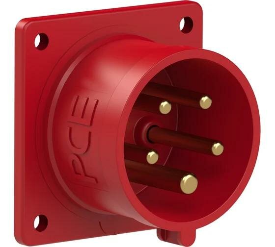 Вилка встраиваемая PCE номинальный ток 32 А, конфигурация 3P+N+E, степень защиты IP44