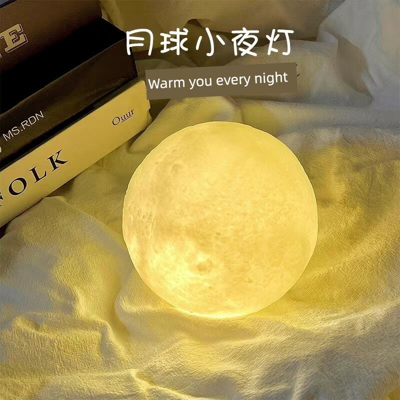 3D-лампа в виде луны, креативный ночник, прикроватная лампа для спальни, подарок на день рождения для девушки или