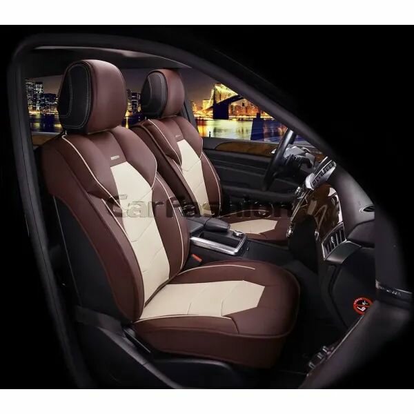 Накидки для Nissan / Ниссан Qashqai Teana Almera X-Trail Primera Juke Note Tiida Pathfinder и др. SAMURAI полиэстер(карбон) бежевый/бежевый/коричневый