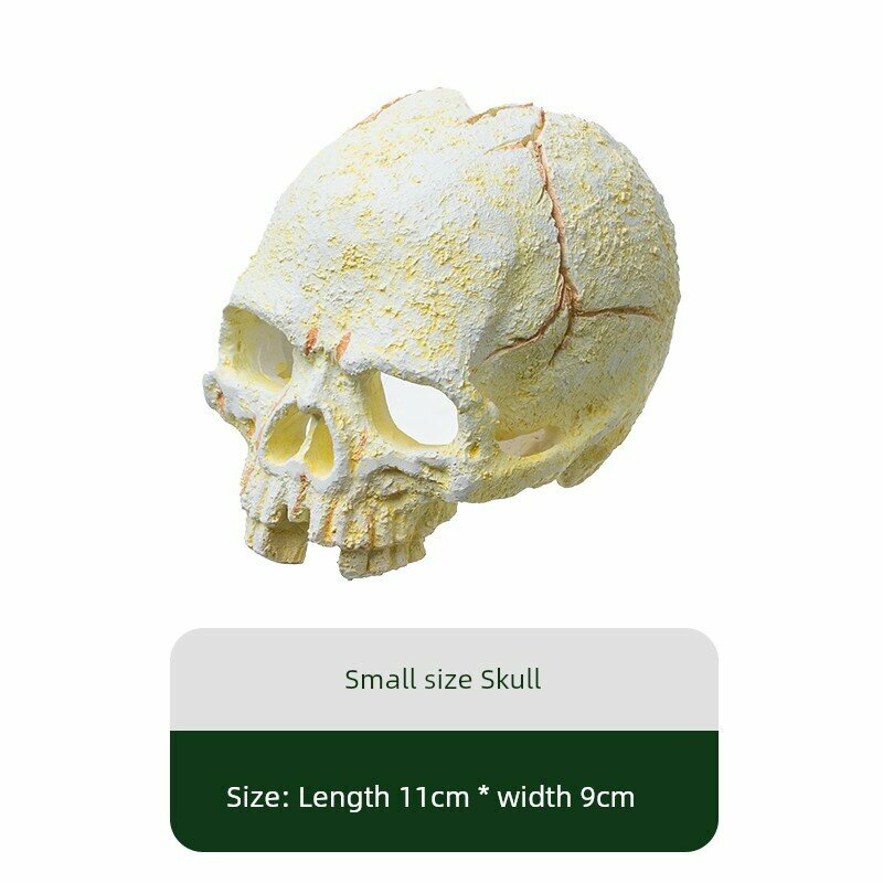 Декор для террариума для гекконов, ящериц и змей, пещера-убежище в виде черепа, товары для рептилий. Маленький череп