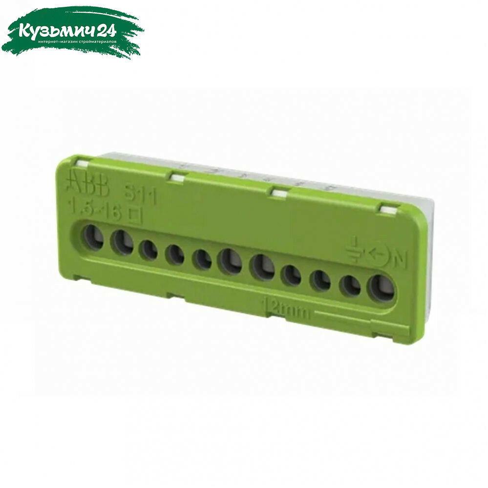 Клеммник силовой ABB РЕK/S11, 100 А, винтовой, термопласт, зеленый