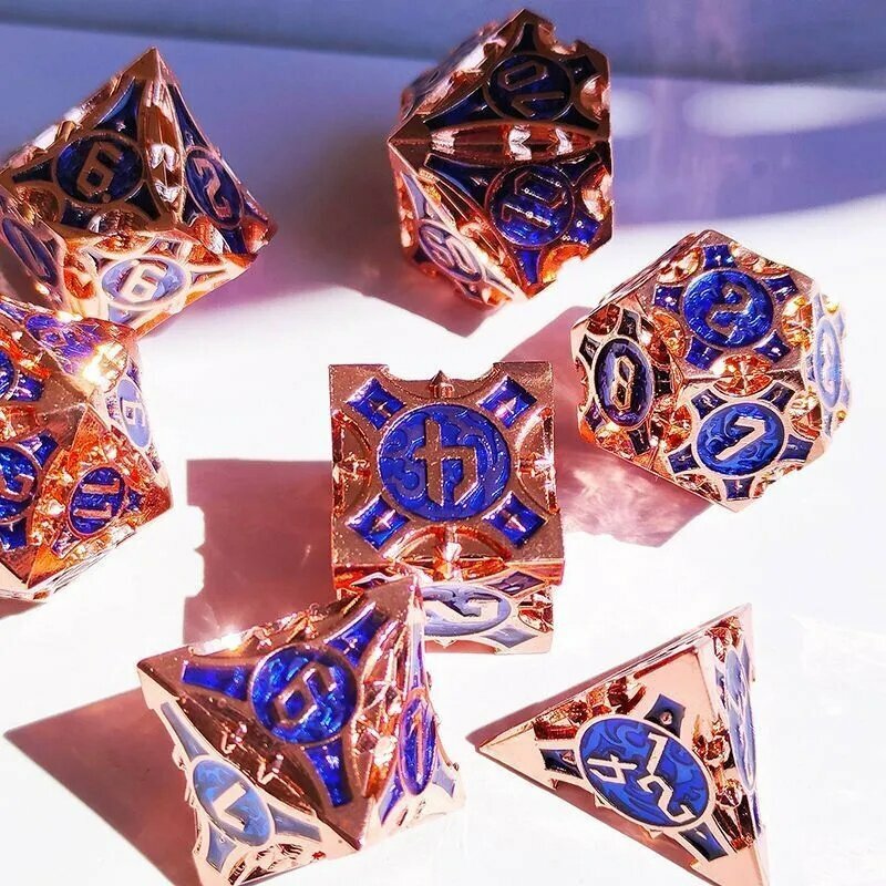 Кости игральные металлические для Dungeons & Dragons, кубики метал для Dvd и настольных ролевых игр (дайсы ДнД) 7 шт.