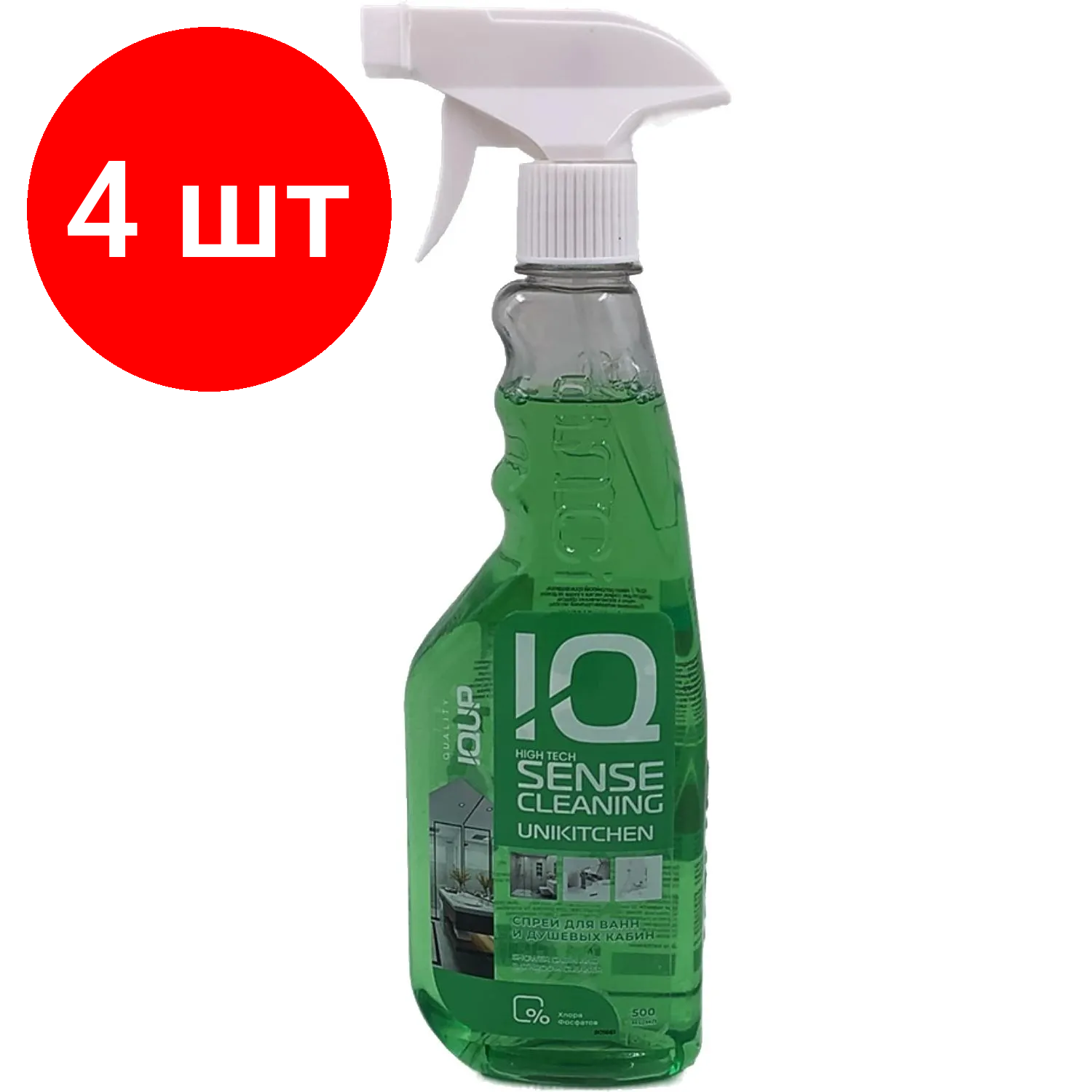 Комплект 4 штук, Средство для сантехники IQUP UNIKITCHEN д/ванн, душ/каб 0.5л триг