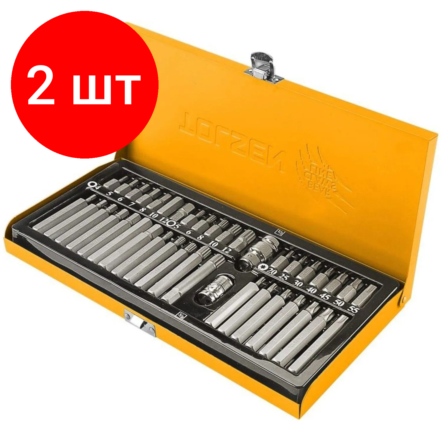 Комплект 2 упаковок, Набор бит 10 мм, Torx, Spline, Hex, 40 предметов TOLSEN