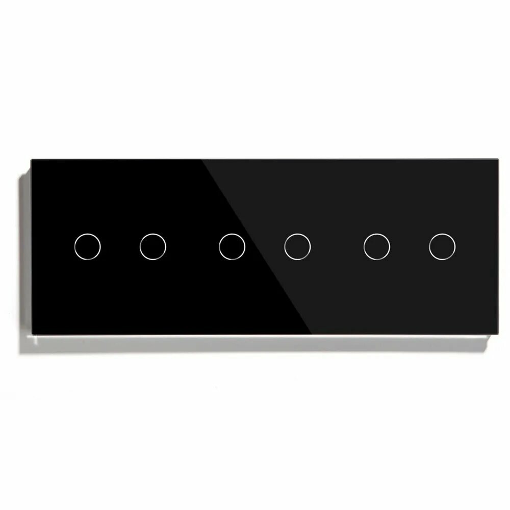Сенсорный выключатель 6 клавиши, 3 поста (2+2+2) , панель стекло Черная,228mm