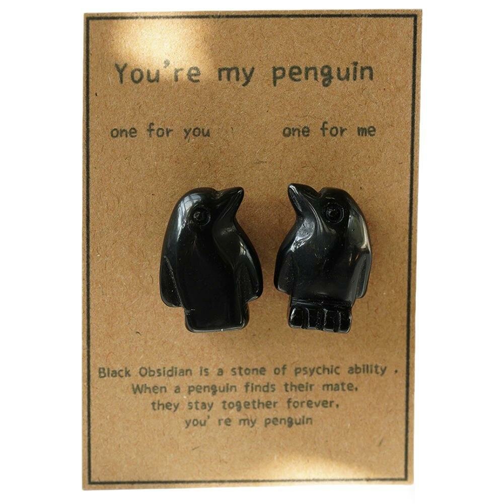 Подарочная карточка с кристаллами "You are my penguin" натуральные камни