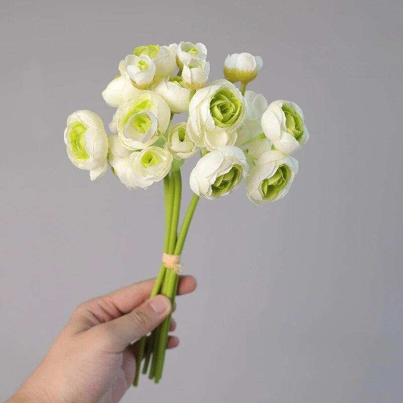 Искусственные цветы Green Aloes, набор из 2 шт, шелковые розы и лотосы Белый, 2pcs, white green