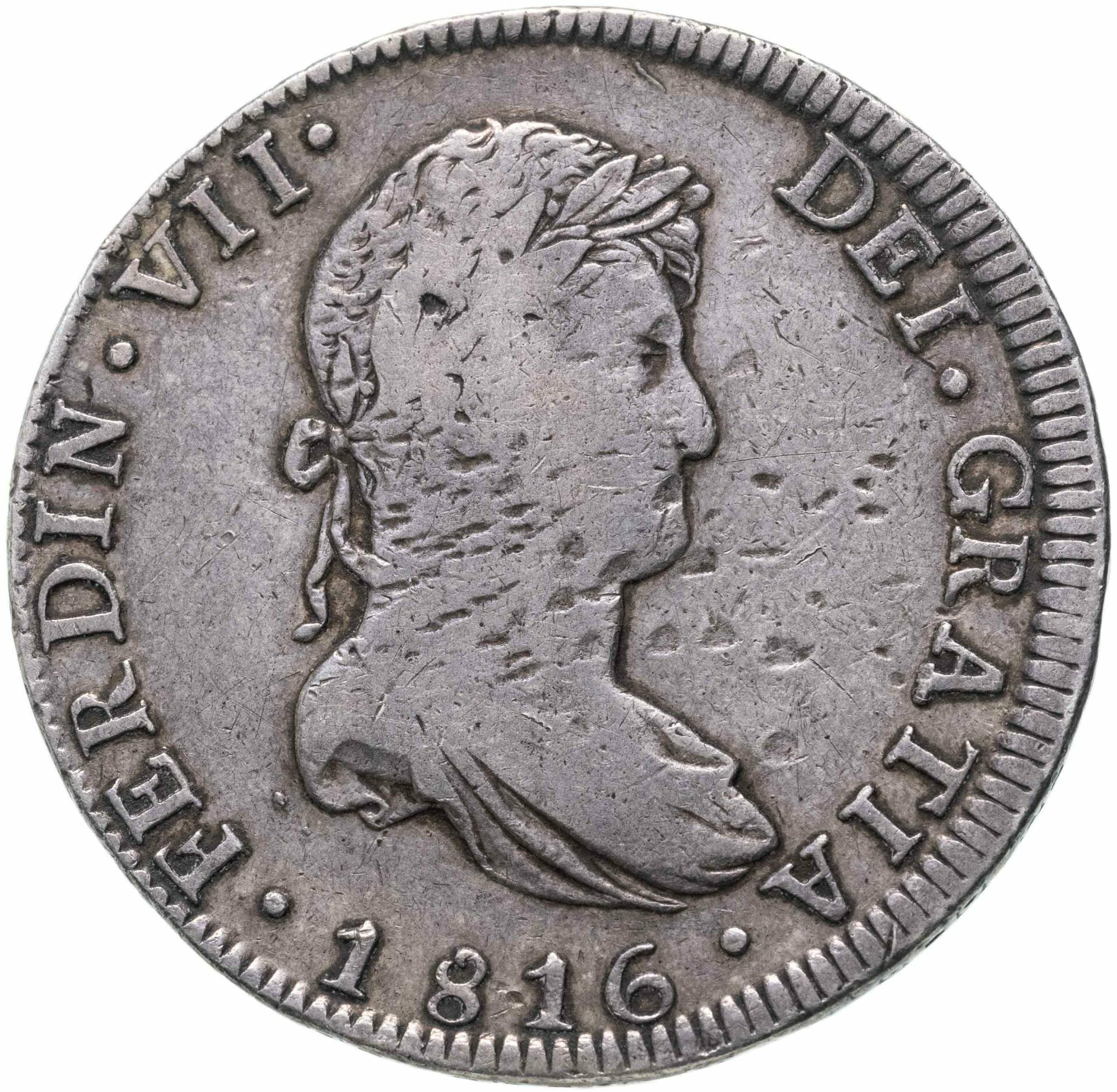 Мексика 8 реалов 1816, Серебро 903, в сохранности VF