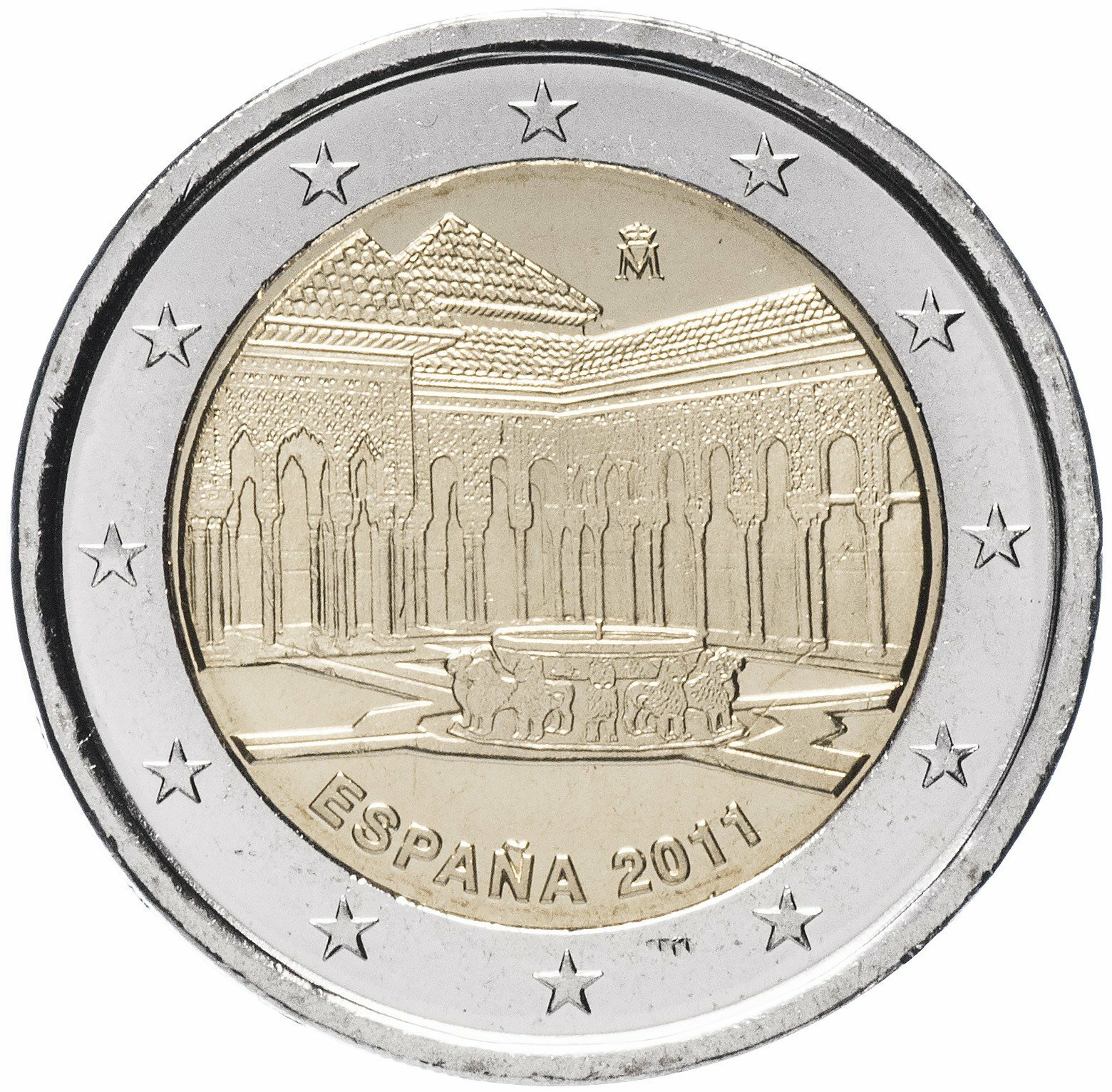 Испания 2 евро 2011 "Всемирное наследие юнеско: Альгамбра, Хенералифе и Альбасин в городе Гранада", Биметалл, в сохранности UNC