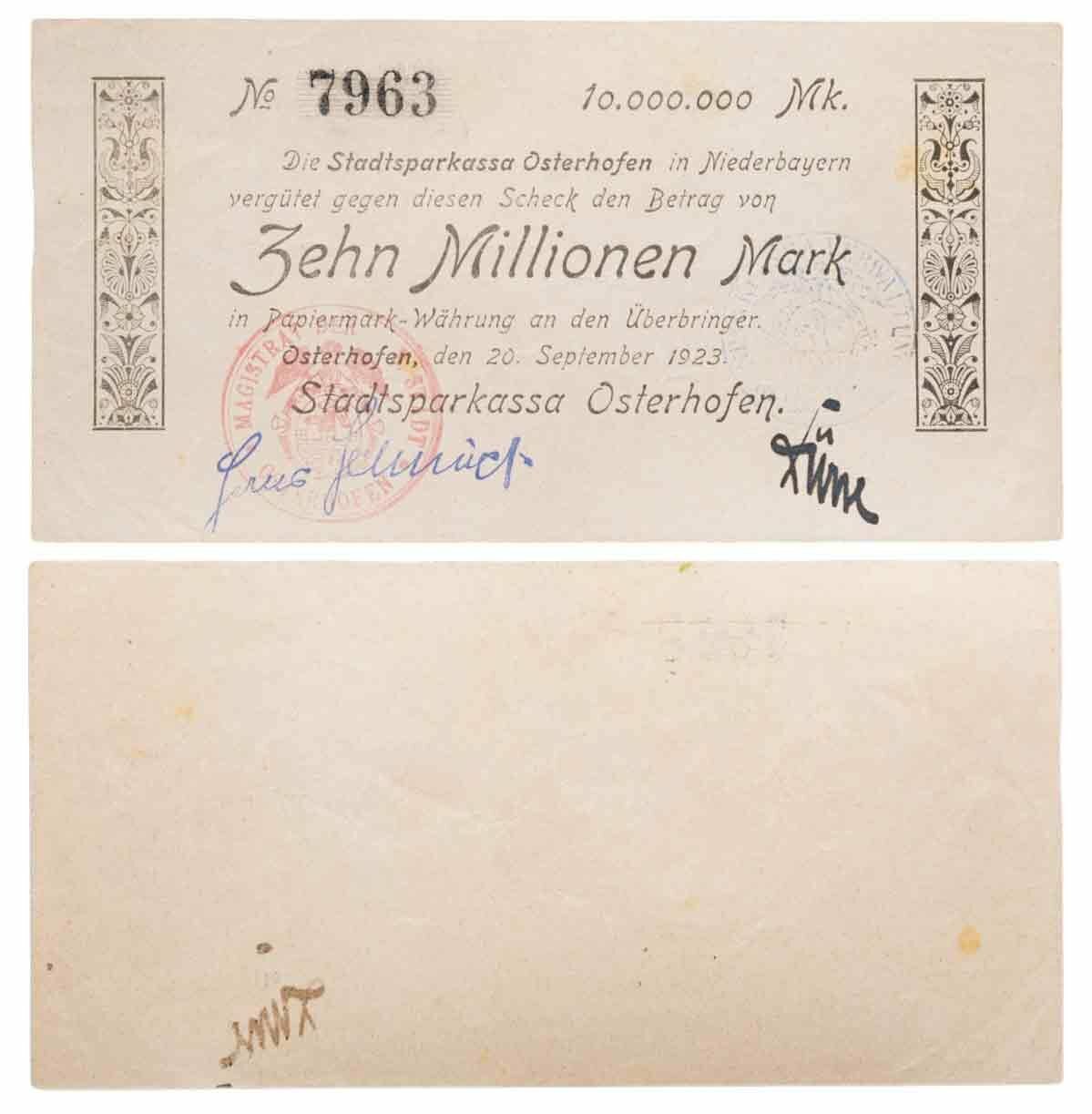 Германия 10000000 10 миллионов марок 1923