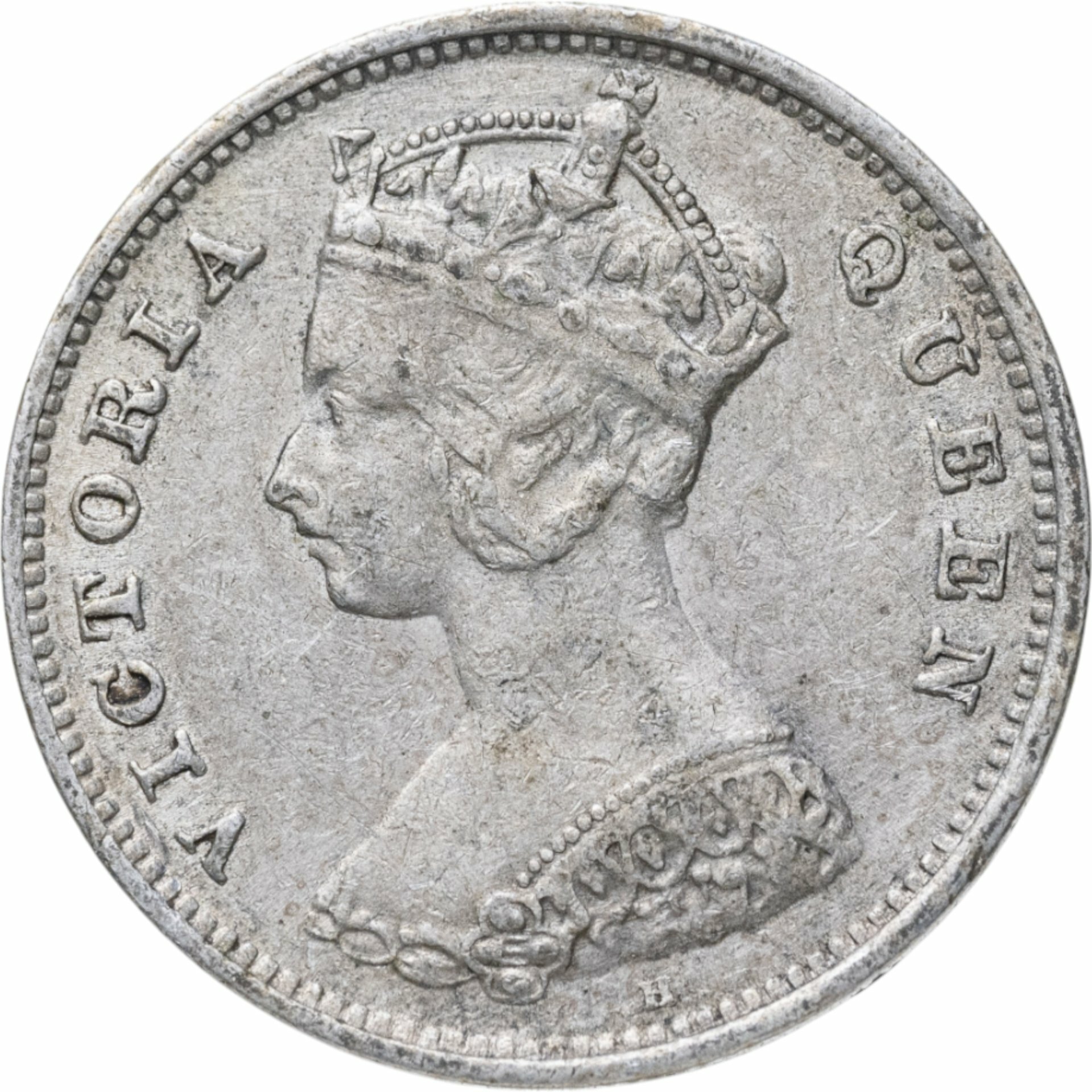 Гонконг 10 центов cents 1900 знак монетного двора "H", Серебро 800, в сохранности AU