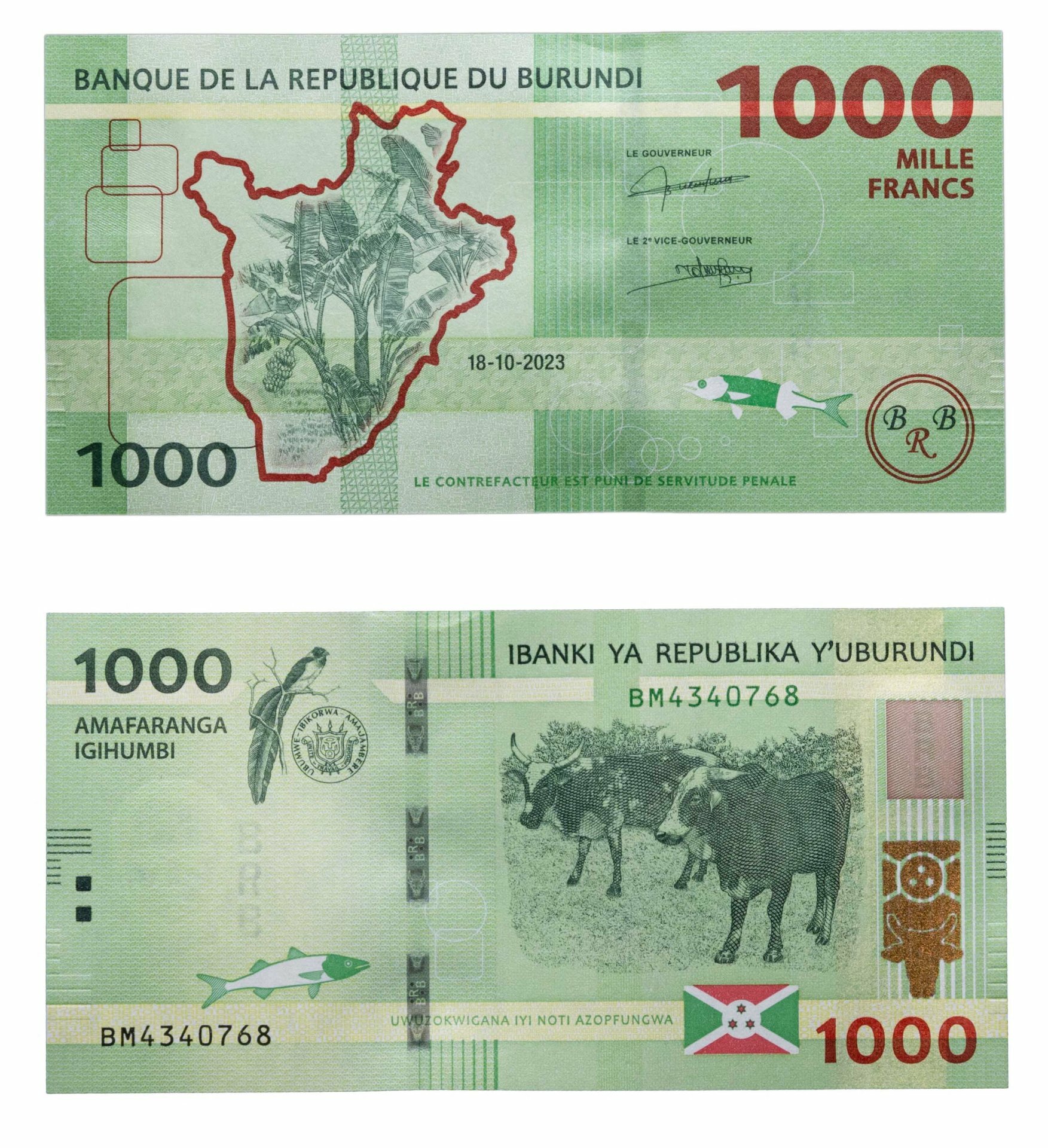 Бурунди 1000 франков 2023 год Pick 51с гибрид