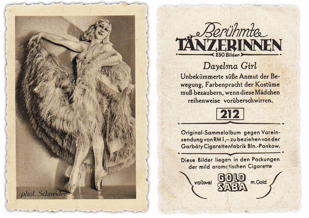 Германия сигаретный вкладыш ORAMI "Известные танцоры альбом Beruhmte Tanzerinnen"