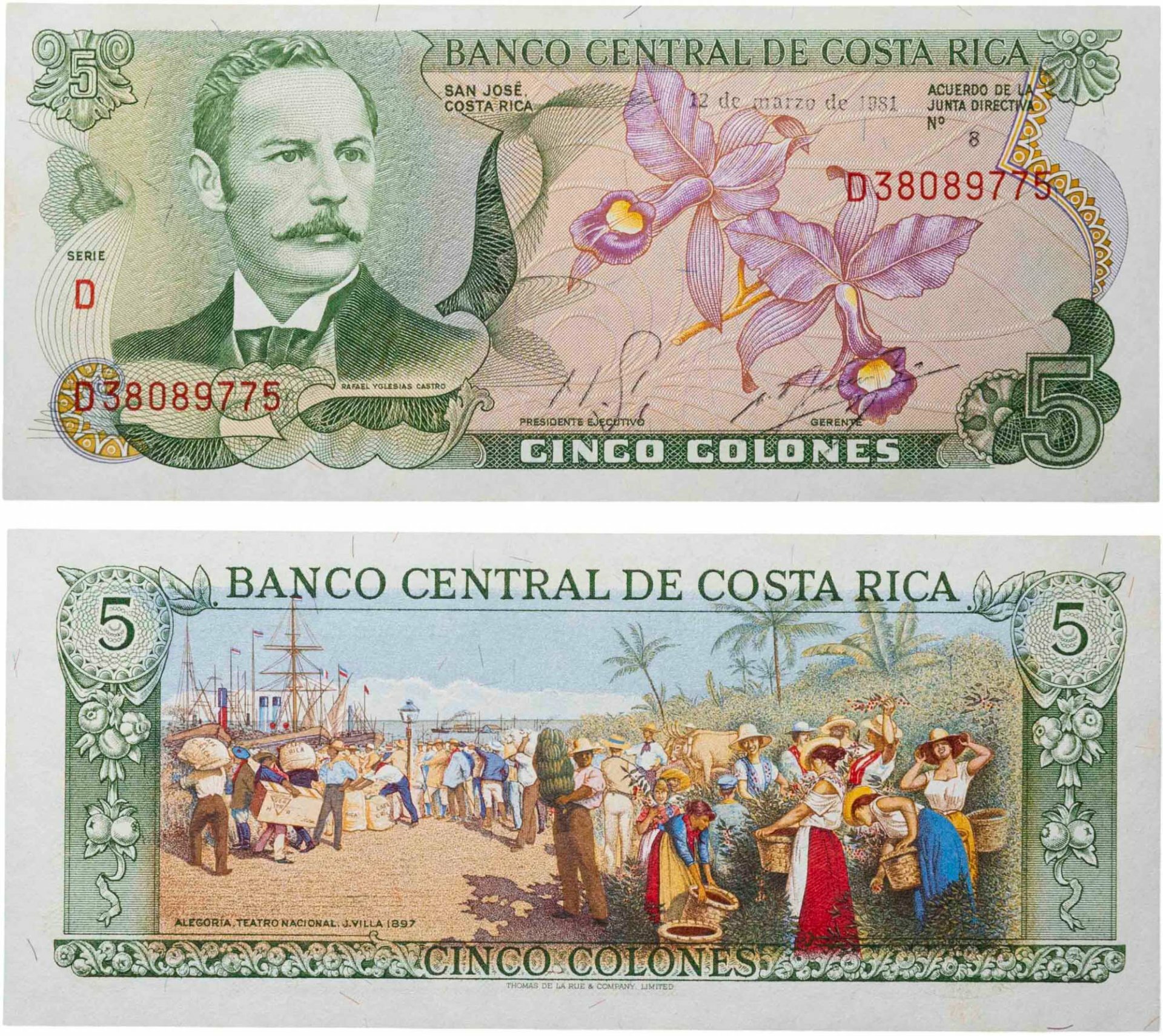 Коста Рика 5 колон 1981 год Pick-236d