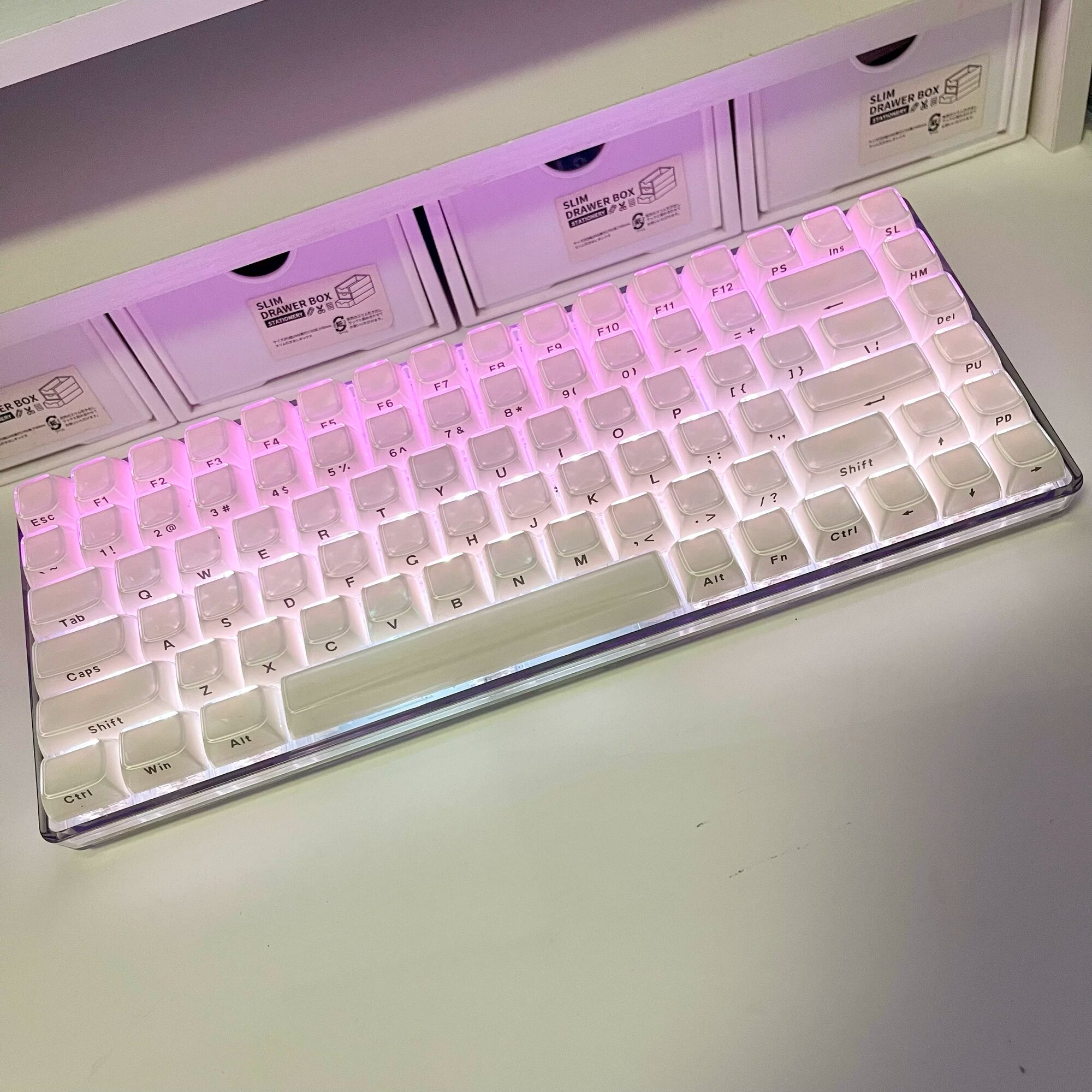 Беспроводная механическая клавиатура Xinmeng X84, три режима подключения (Bluetooth, проводной), прозрачная,