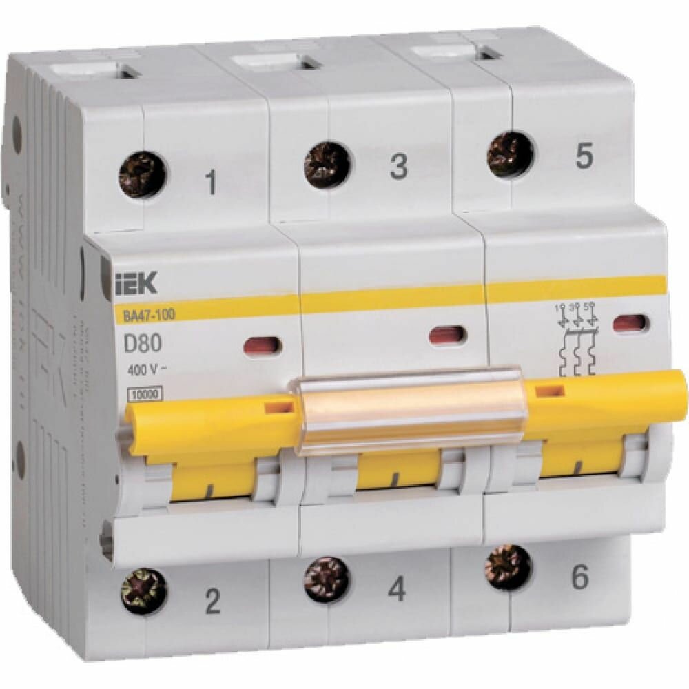 IEK Выключатель авт. мод. 3п D 80А ВА 47-100 10кА ИЭК MVA40-3-080-D