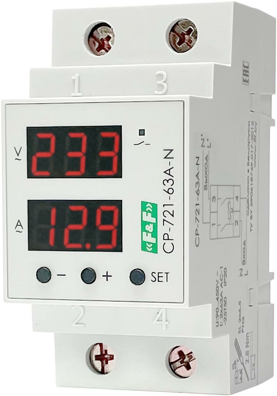Реле контроля напряжения Евроавтоматика F&F CP-721-63A-N EA04.009.028