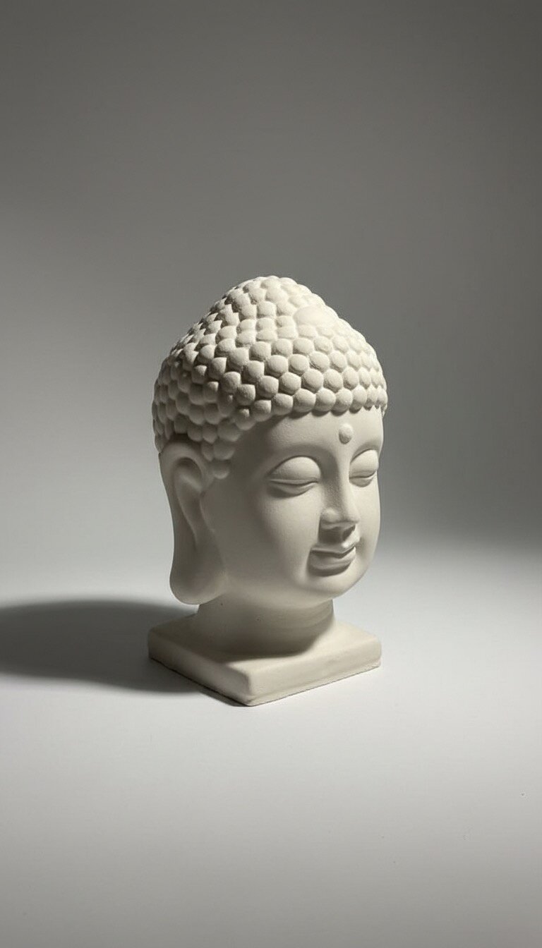 Голова Будды из гипса, белая, интерьерная статуэтка, декор для дома