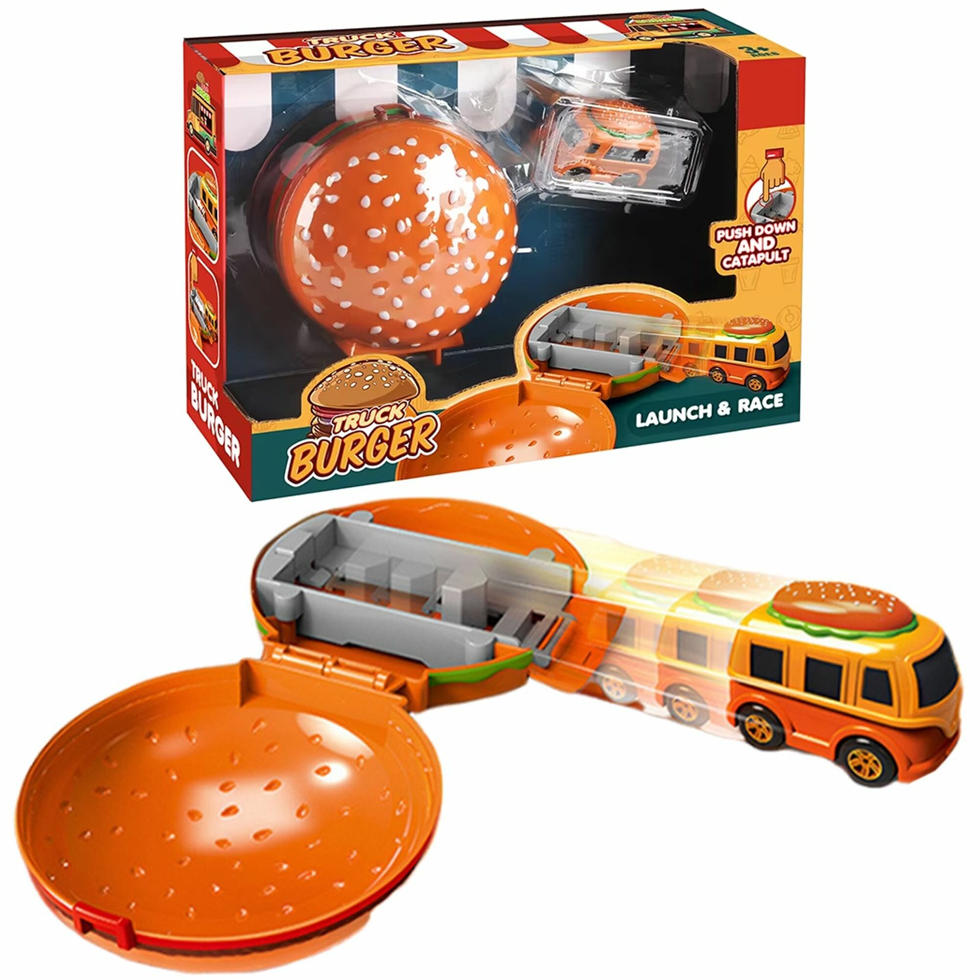 Игровой набор Гонки с пусковой установкой и машинкой Бургер-трак