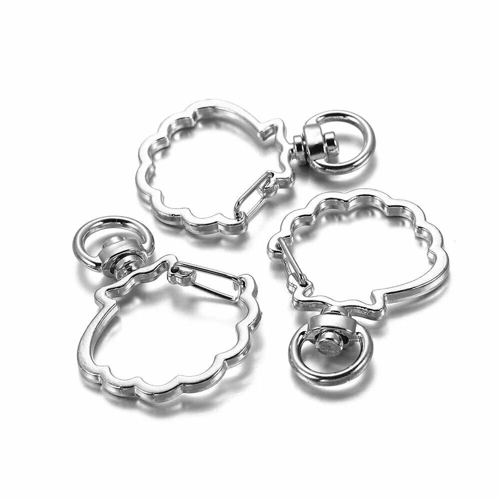 Карабин застежка для ключей, сумок, автомобильных брелков 10 шт. Форма ракушки 39x30mm, цвет родий