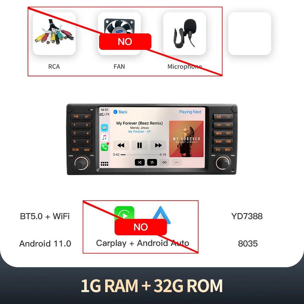 Kingchange Android 14 8 "2 Din автомобильный радиоприемник мультимедиа для BMW 5 E39 1995-2003 E53 X5 M5 GPS авторадио CarPlay Auto Wifi DSP 3326 1 32