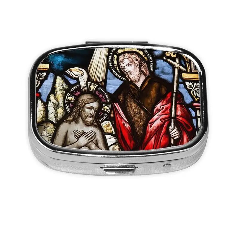 Портативная металлическая коробочка для таблеток с изображением Иисуса и Девы Марии 24009010173