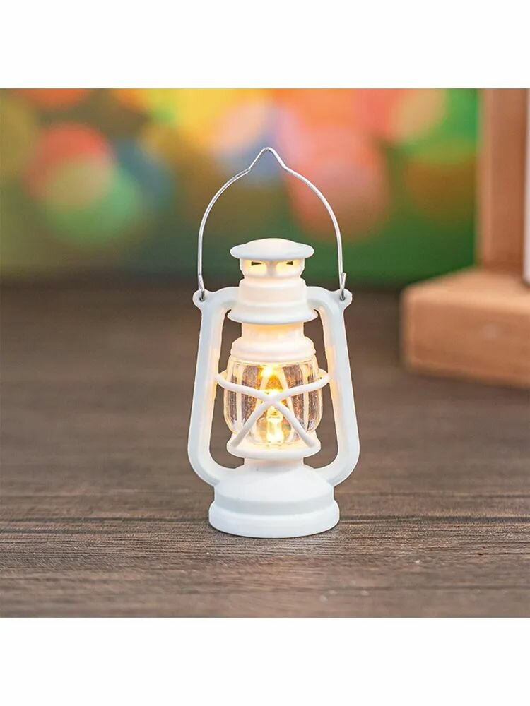Черная ретро-лампа с LED свечой, модель с фитилем