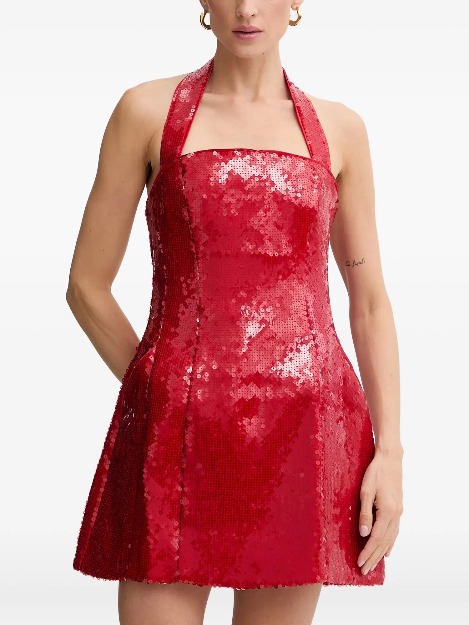 Платье Bardot Sequin-embellished halterneck mini dress
