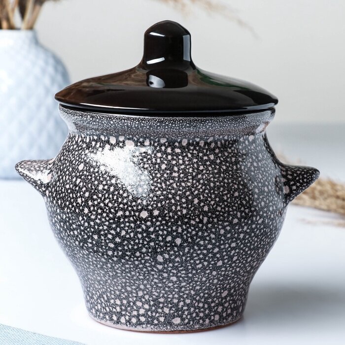 Уценка Горшок керамический для запекания №6, 0.65 л / 12×12 см, мрамор, нет крышки