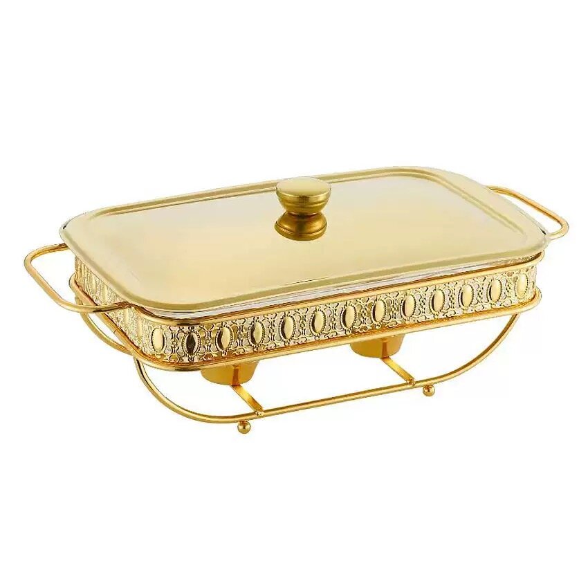 Мармит с подогревом, стекло, высокая термостойкость, с крышкой, 3л, золото, 1 шт