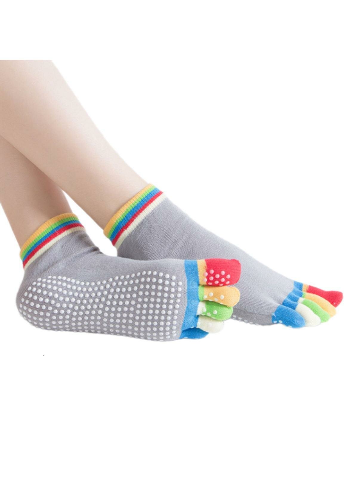 Женские йога-носки с нескользящим покрытием, Цветные пальцы светятся