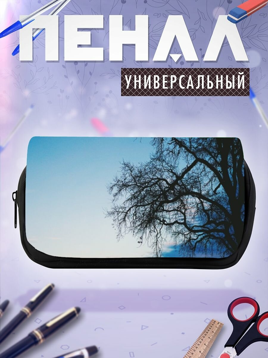 Школьный пенал синий дерево