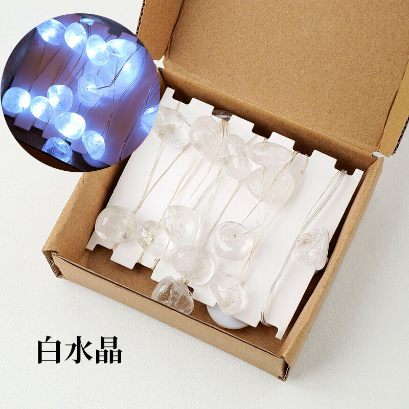 Натуральный розово-белый аметист, сырой камень, атмосферная лампа, длинная полоса, цветная лампа, гирлянда, рождественское украшение, ночник, праздничный подарок