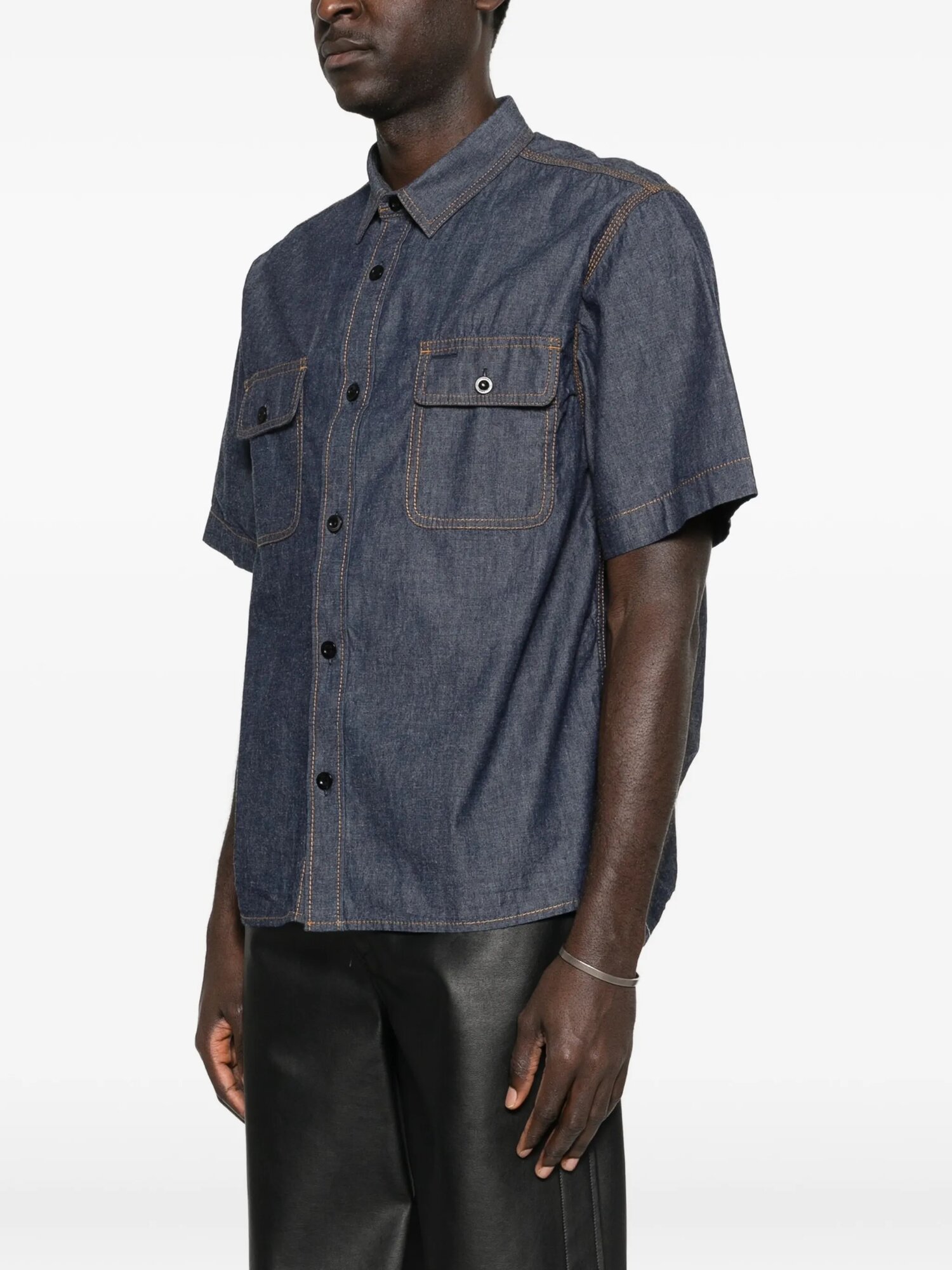 Рубашка Sacai Point-collar shirt, размер 48, синий — фото 1