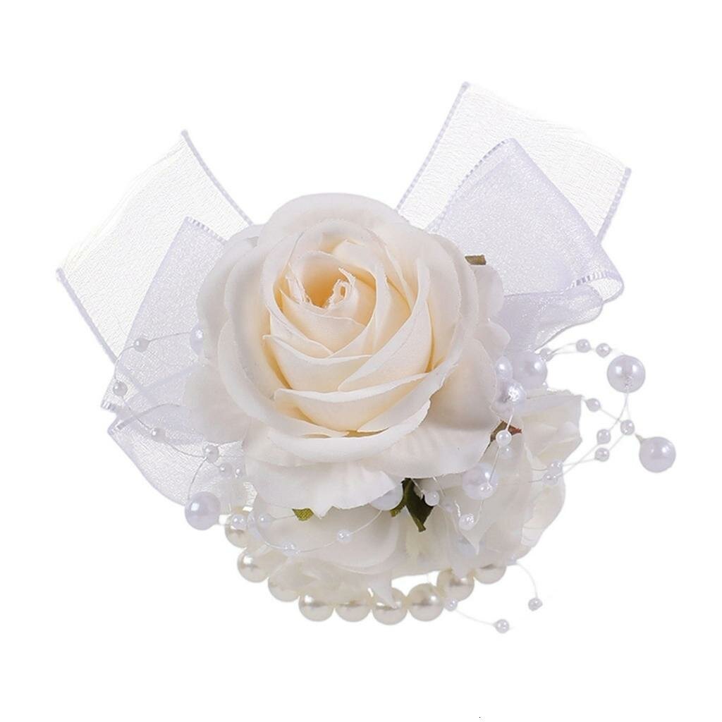 Реалистичная роза из шампанского с камнями, лентой и жемчугом, SWH 60622