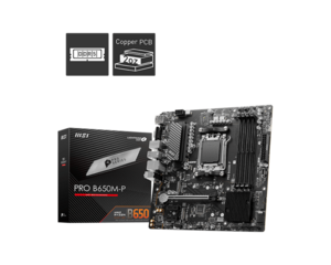 Материнская плата MSI PRO B650M-P, B650, AM5,4DDR5,1PCI-Ex16,2PCI-Ex1,2M.2,4SATA3,3USB3.2 Gen2(2A+1C),4USB3.2 Gen