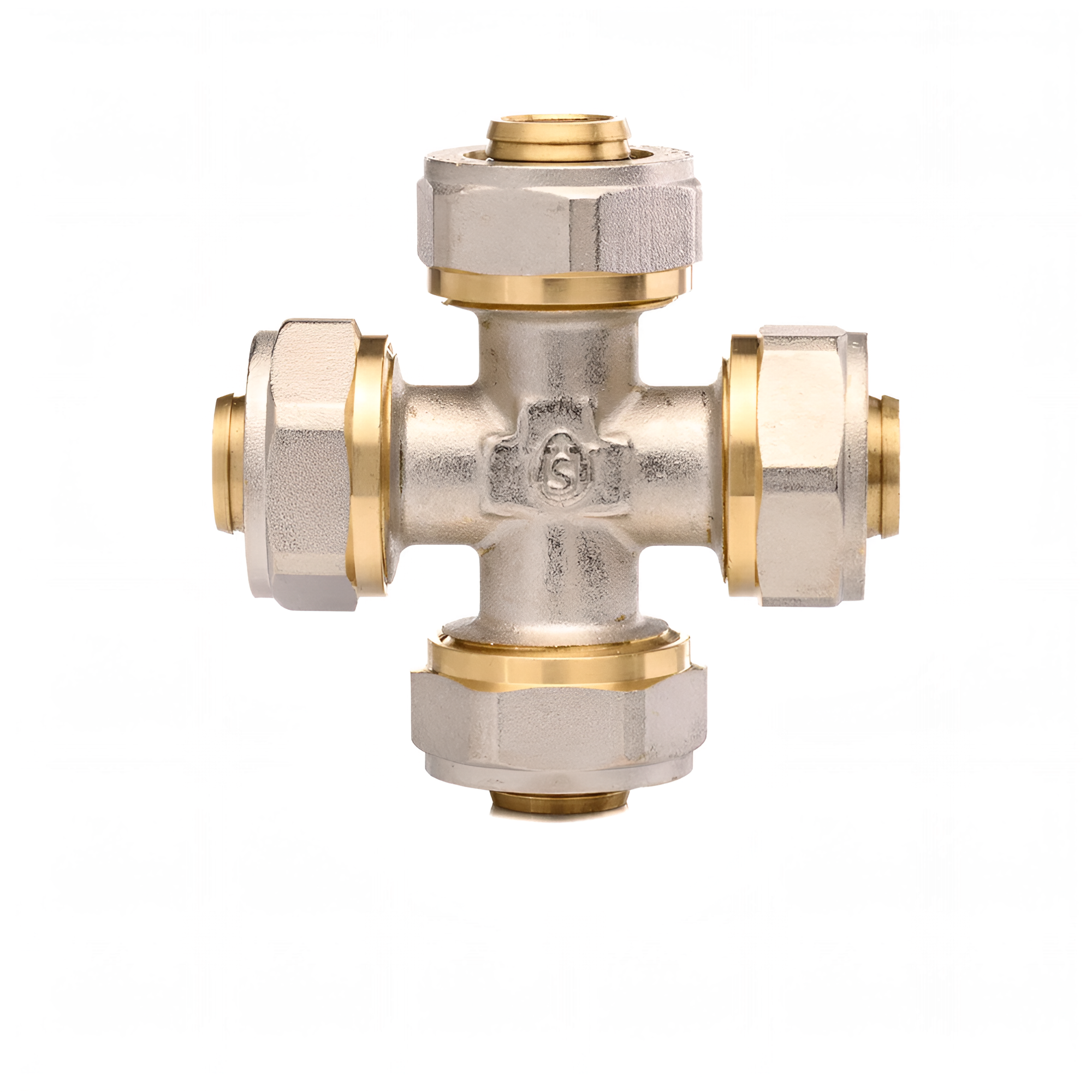 Фитинг для труб, обжимной, крестовина 16х16х16х16 TST, латунь